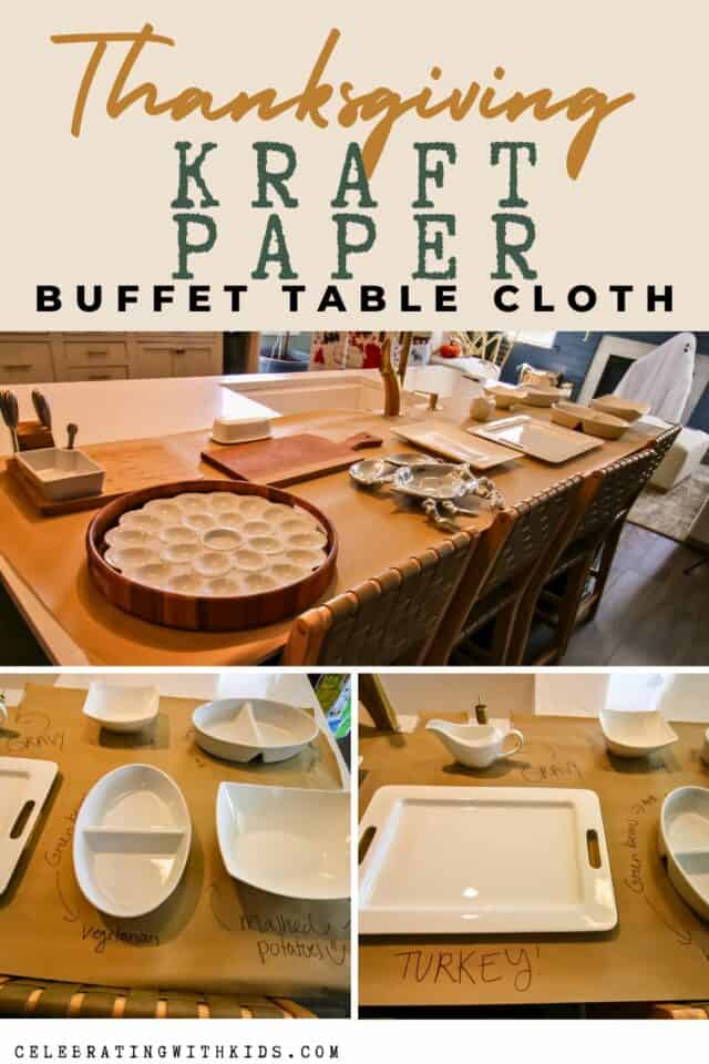 Brown Paper Tablecloth for your Thanksgiving Buffet - Celebrating with kids