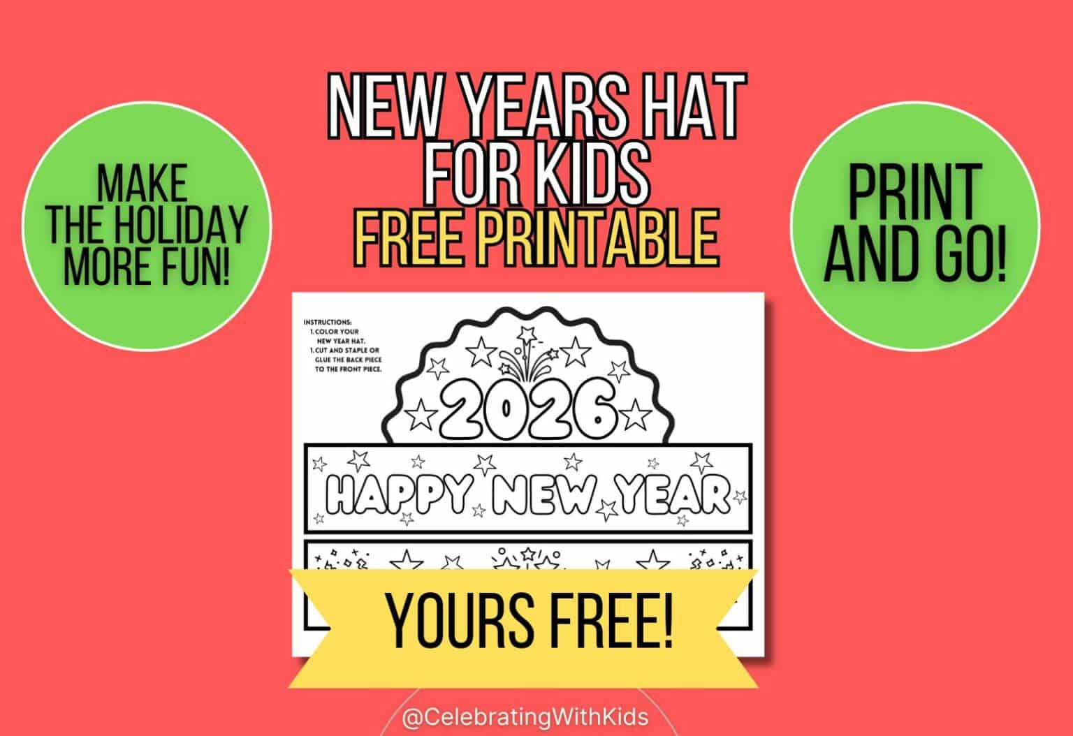 DIY 2026 New Year's Hat Printable: Fun & Easy Kids' Craft for New Year ...
