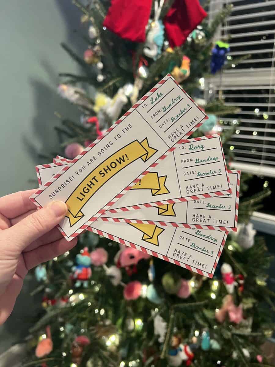 Elf on the shelf idea: light show tickets! - Celebrating with kids