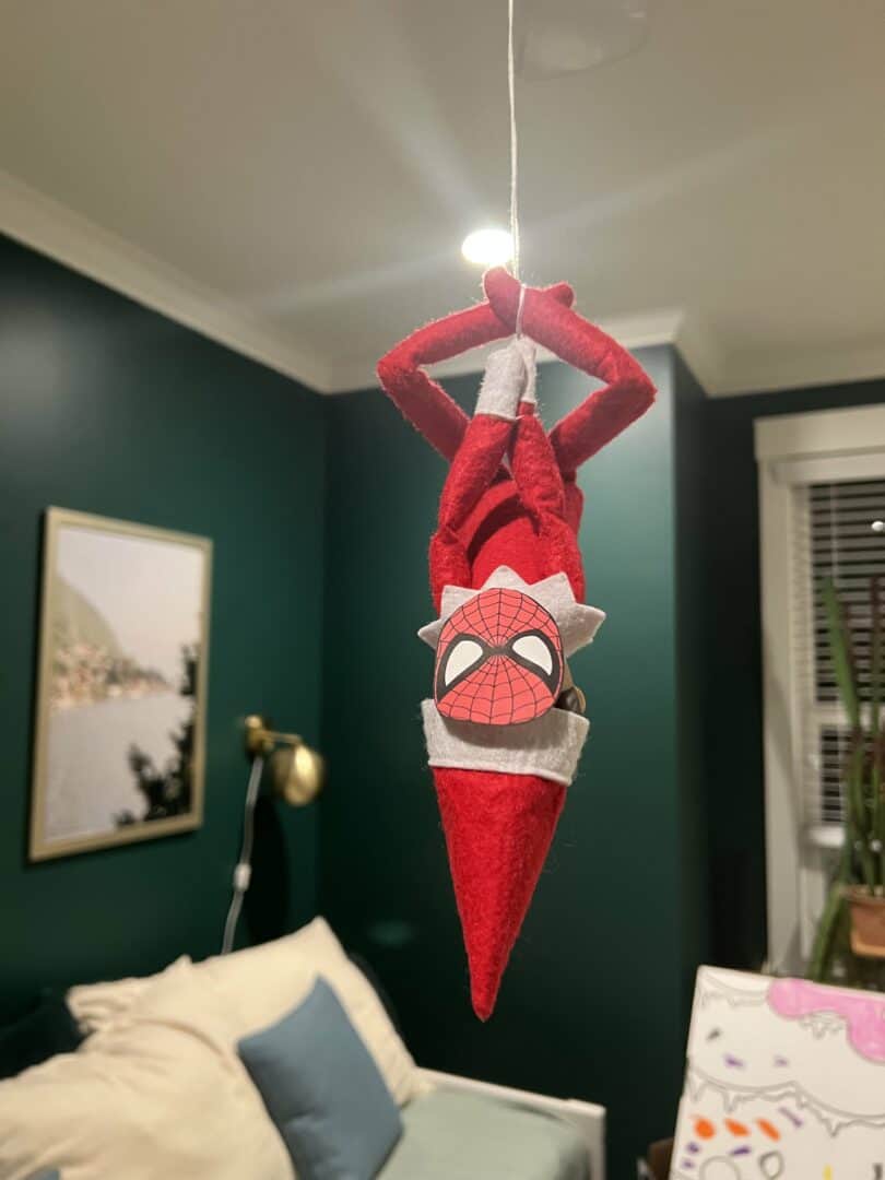 Elf on the Shelf Idea: Spiderman! - Celebrating with kids