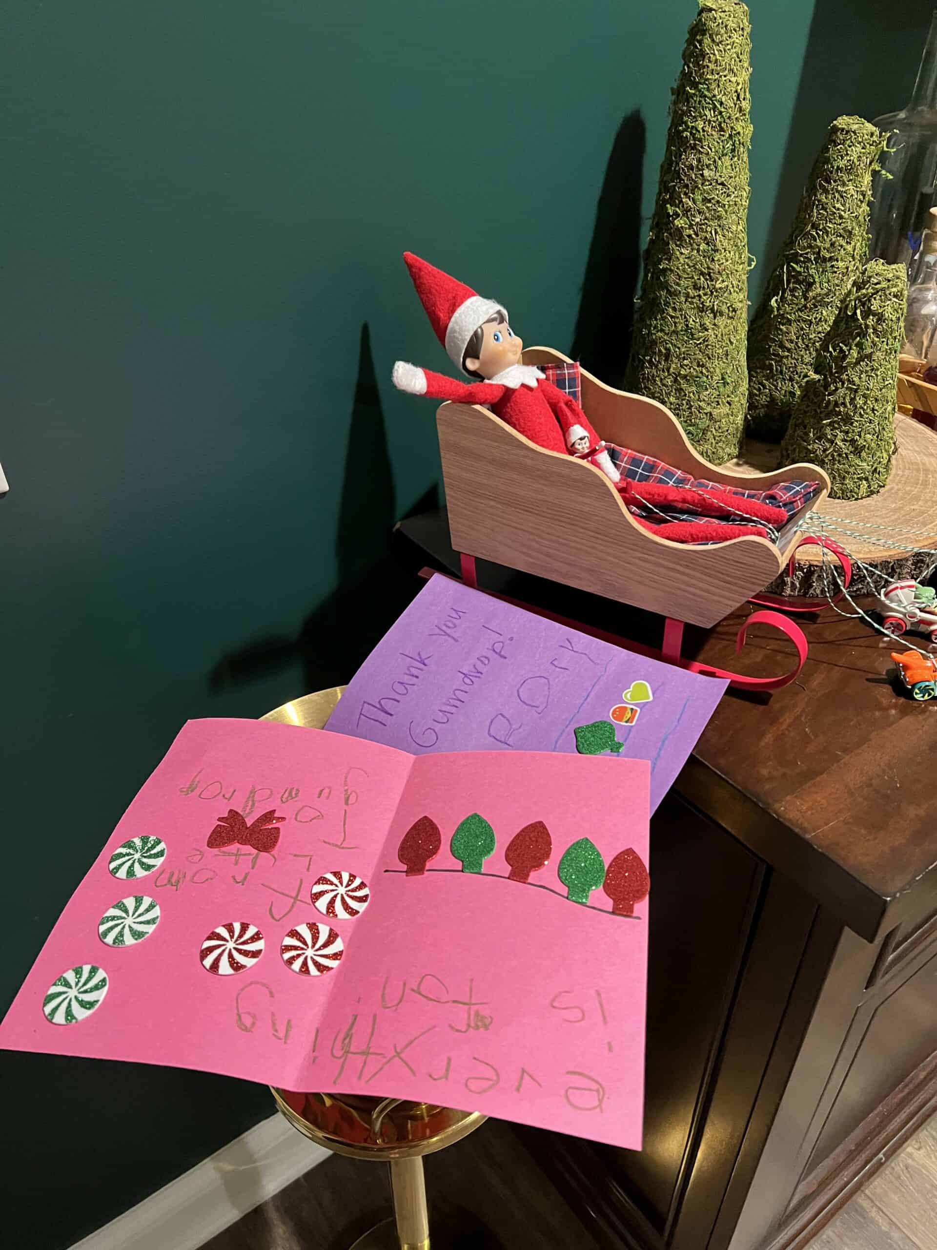 Elf on the Shelf Idea: Thank You Notes! - Celebrating with kids