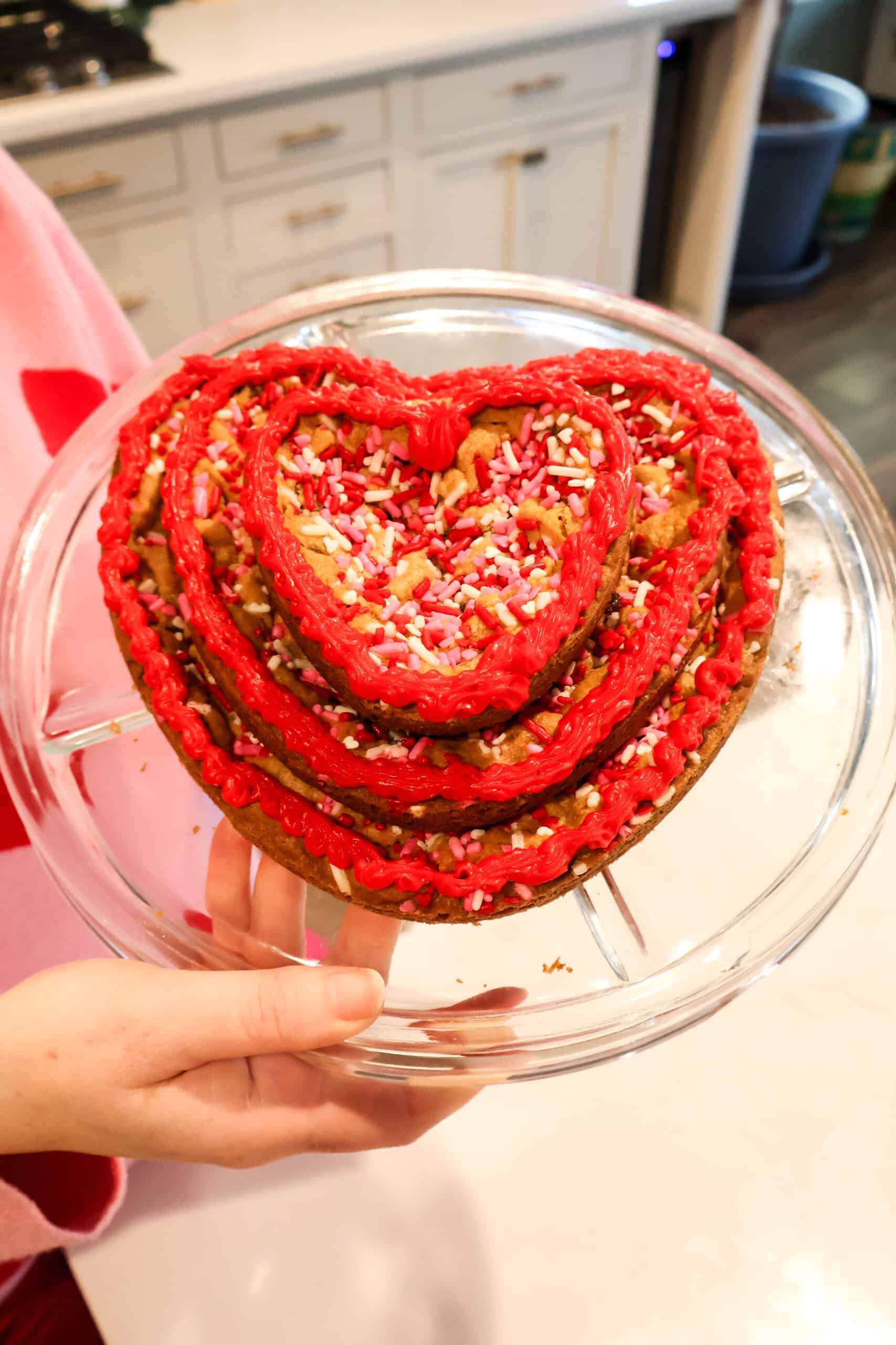 3 tiered heart cookie cake - Celebrating with kids