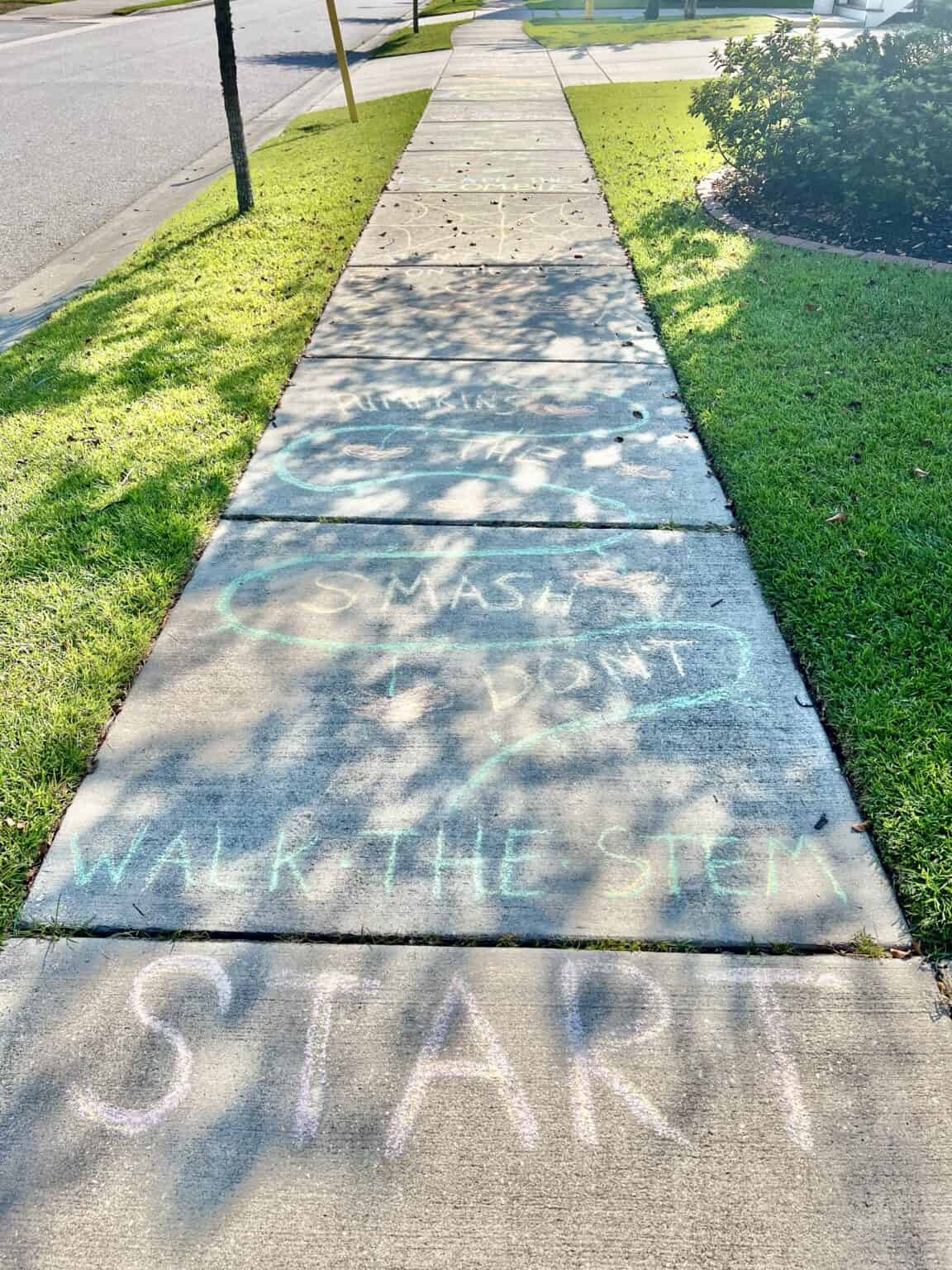Easy Halloween Sidewalk Chalk Obstacle Course - Celebrating with kids