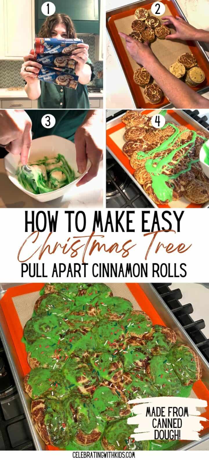 Pull Apart Christmas Tree Cinnamon Rolls - Celebrating with kids