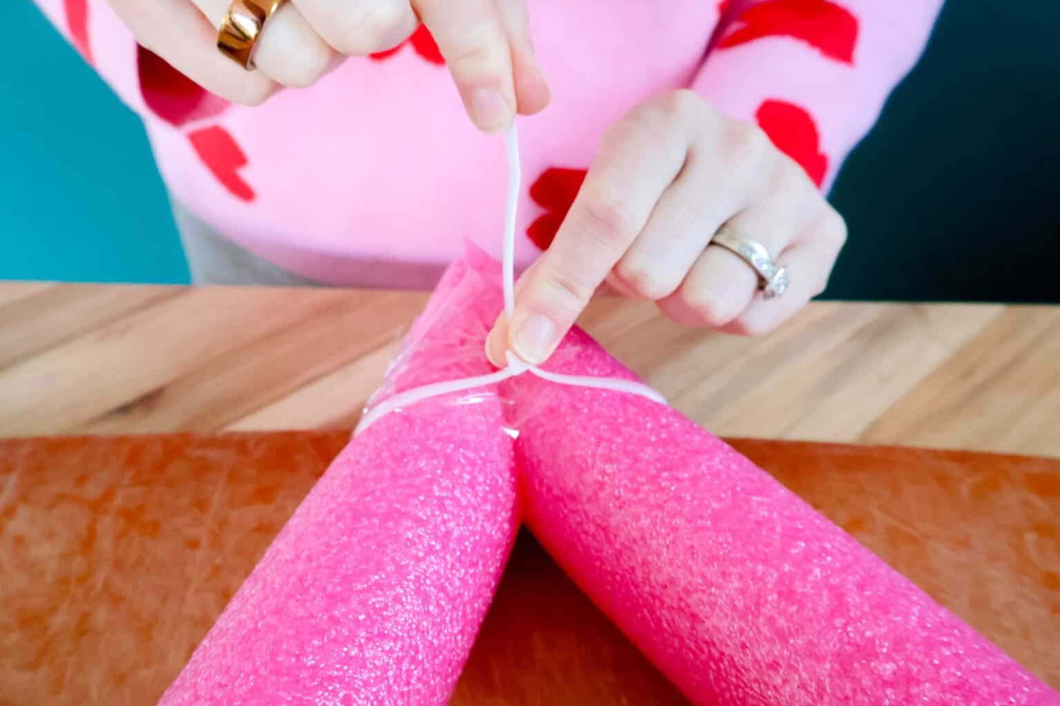 How to make XL Pool Noodle Hearts - Celebrating with kids